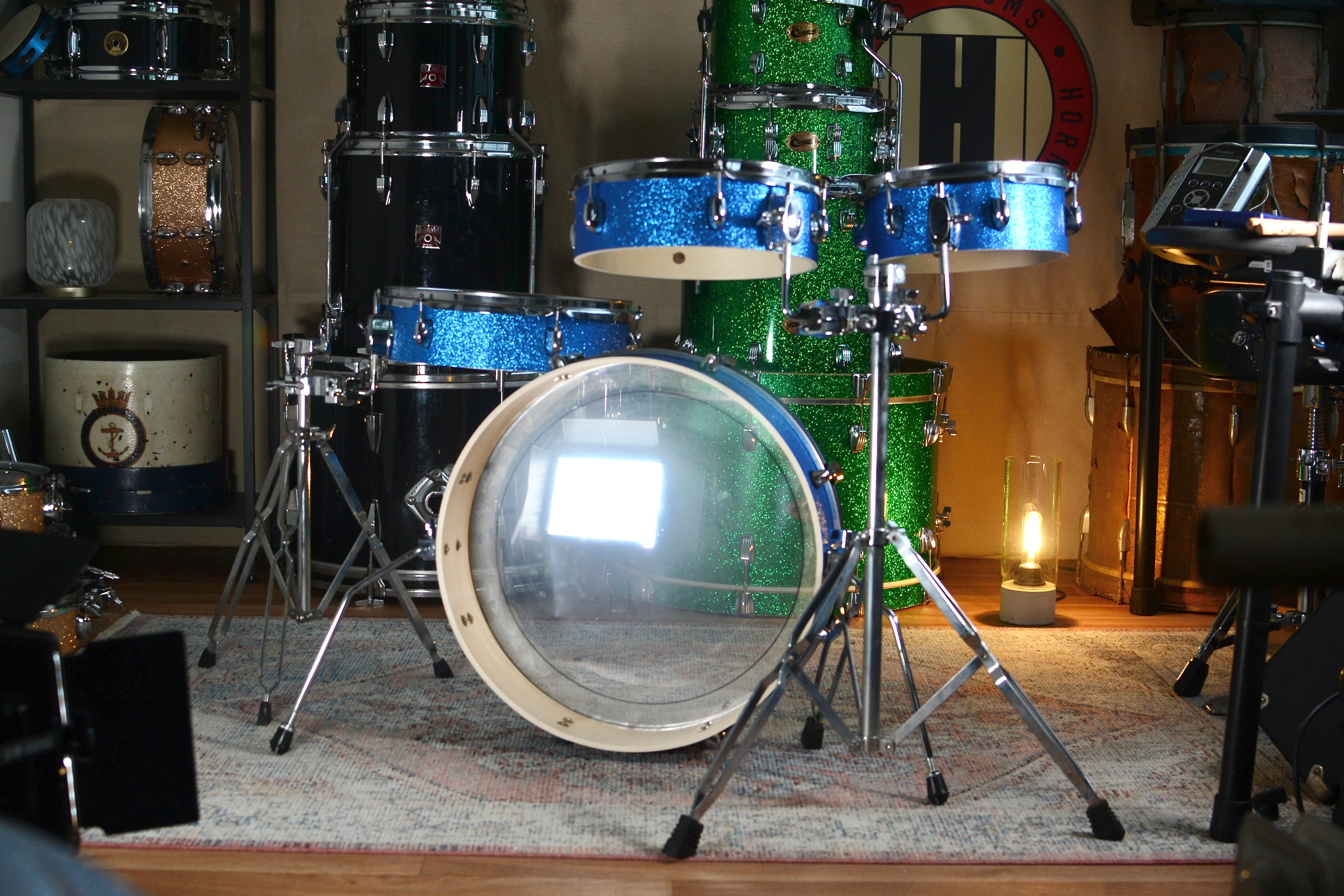 HD Custom 'Chop Kit' 4-piece Compact Drum Kit in Blue Sparkle – Horny's ...